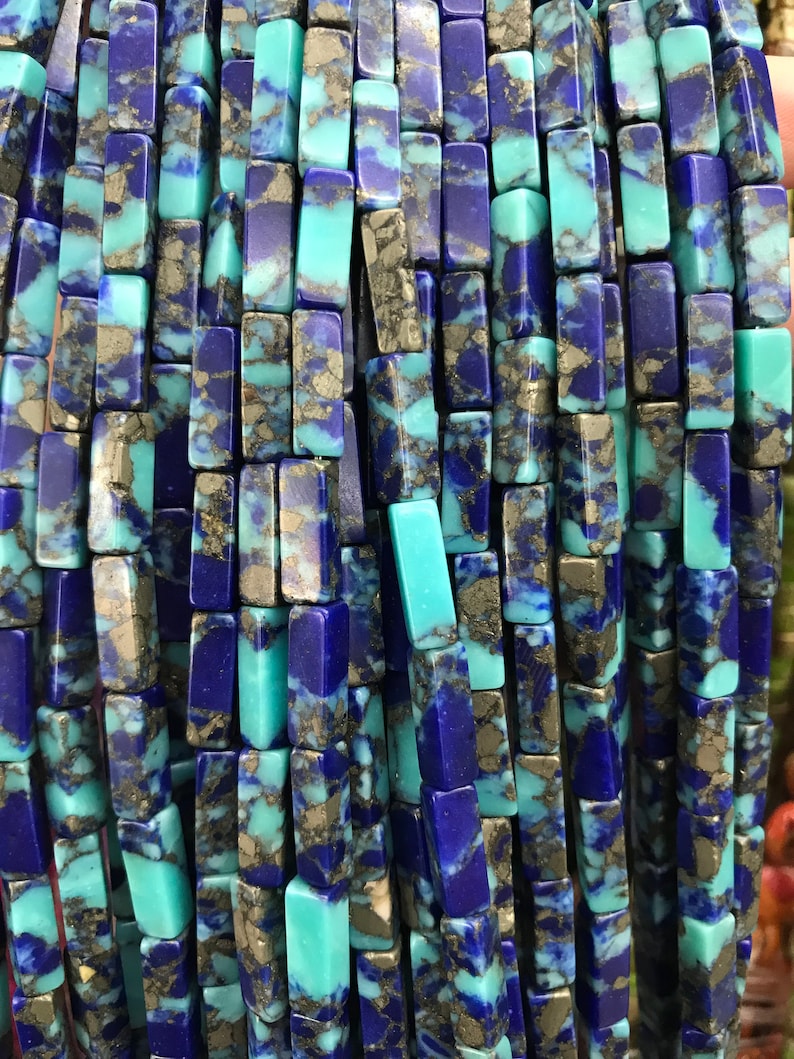 4*13mm Lapis Lazuli Turquoise Rectangle Tube Beads,dyed Gemstone for ...