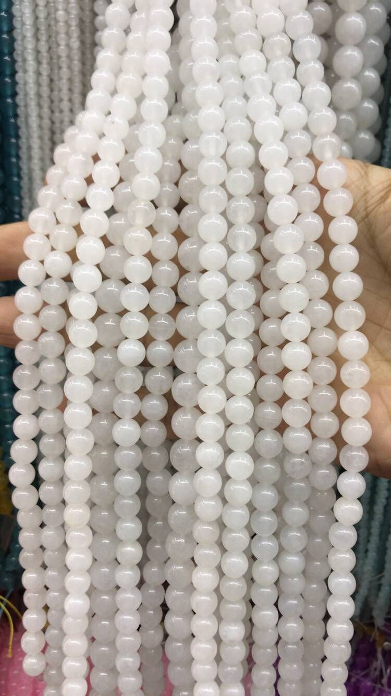 One Strand 8MM Quartz White Round Gemston Beads Snow Quartz | Etsy