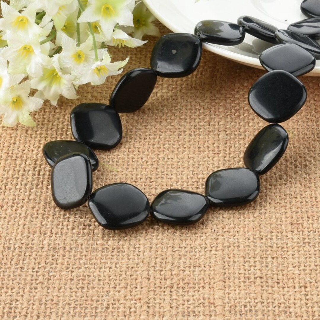 Black Stone Square Flat Beads 20mm for DIY Jewelry Making - Etsy
