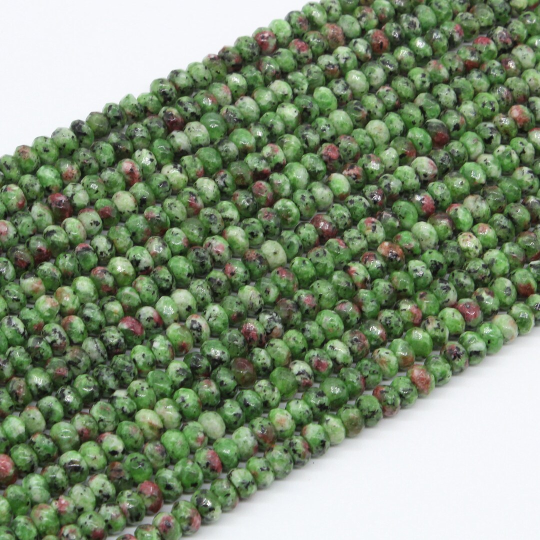 6 * 5mm Groen Faceted Rondelle kwarts kralen, Groen Gevlekt kwarts ...