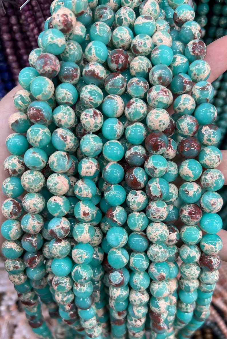 Shoushan Stone Aqua Terra Jasper Smooth Round Sea Aqua Beads - Etsy