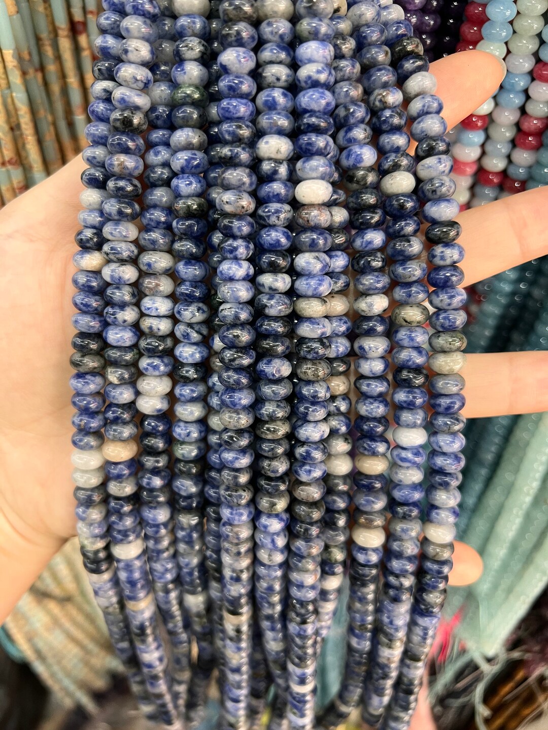 Blue Spot Jasper Rondelle Beads 5*8mm Wholesale - Etsy