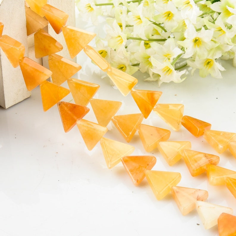 Yellow Jade Gemstone Triangle Beads 18mm Full Strand Wholesale - Etsy