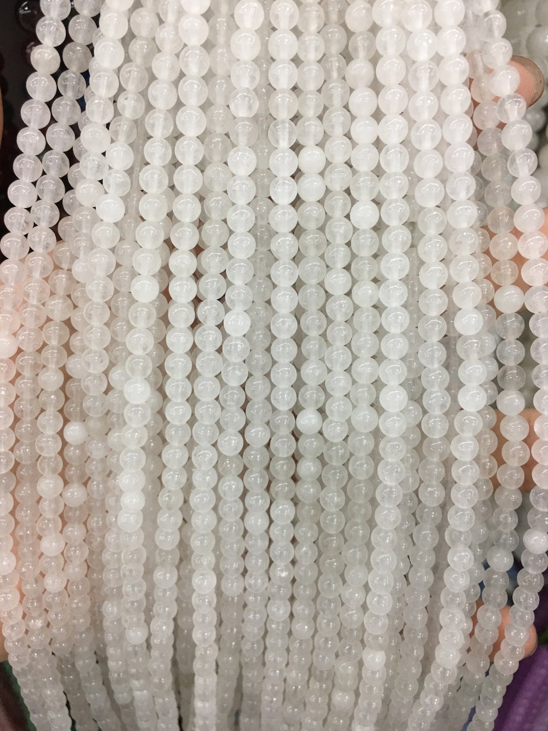 One Strand 4mm Quartz White Round Gemstone Beads Snow Quartz Smooth ...