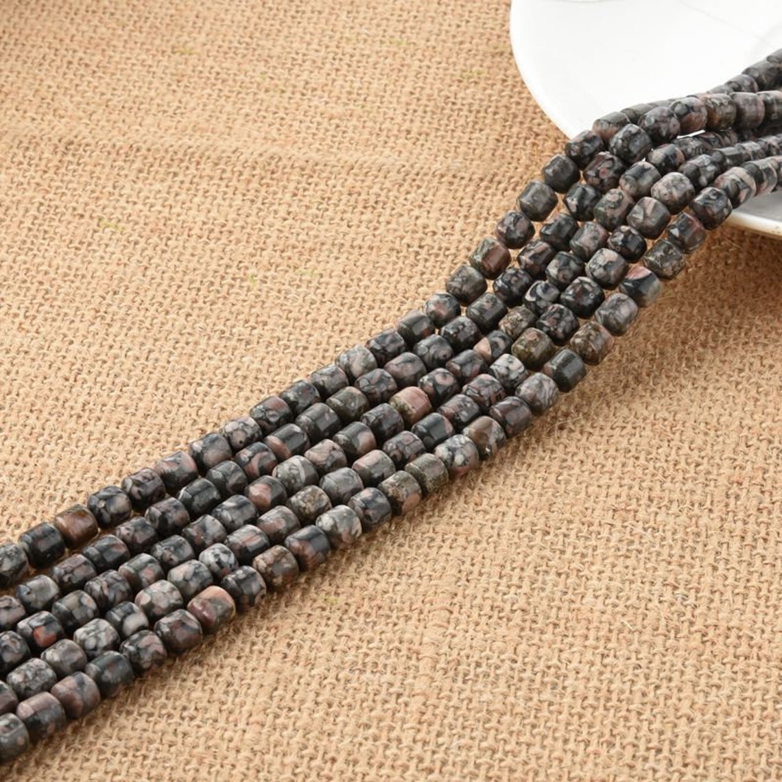 One Strand 77MM Natural Genuine Leopard Skin Jasper Stone | Etsy