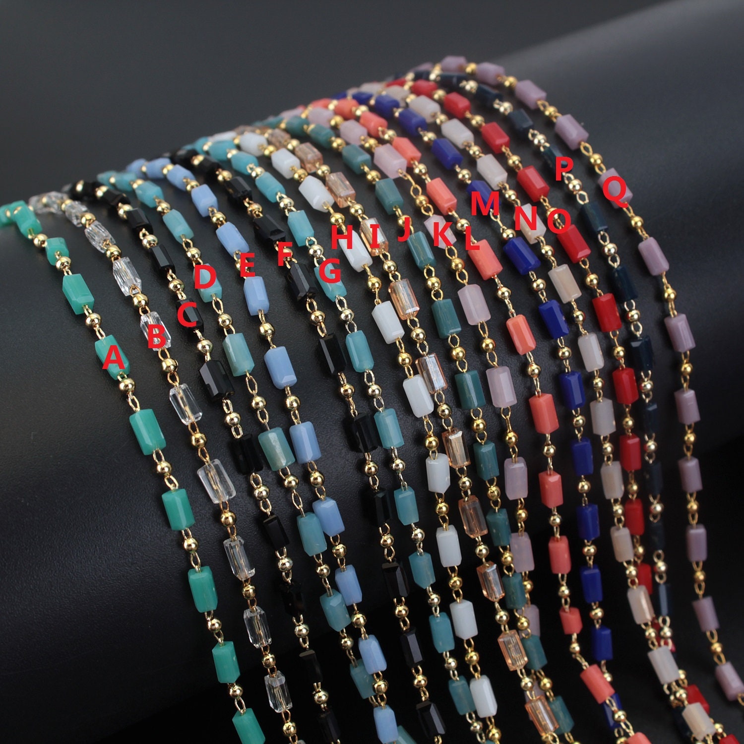 10 Meters Crystal Beaded Chain Multi-color Rosary Gold Tone - Etsy