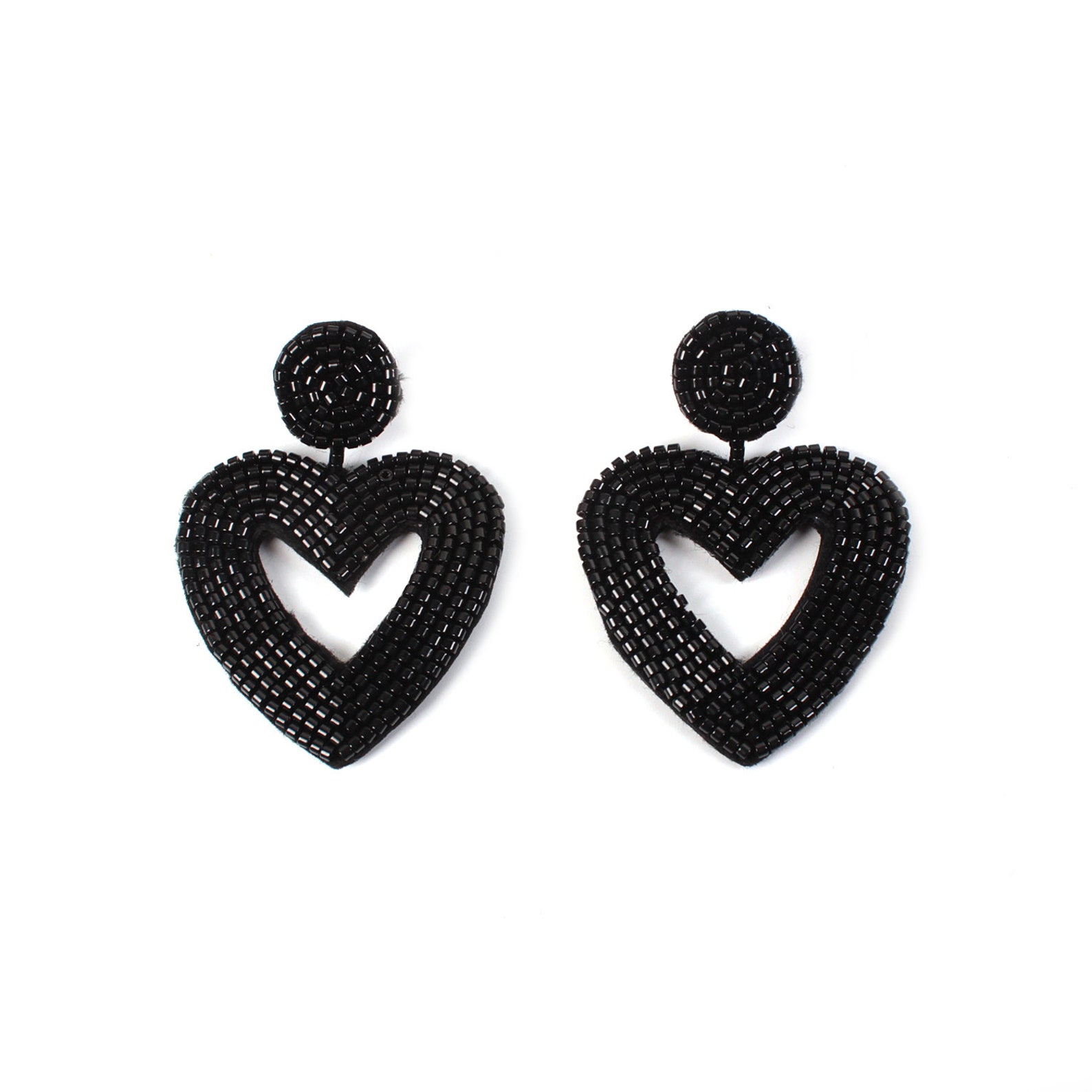 Heart Beaded Earrings, Handmade Earring, Love Heart Shape Earring ...