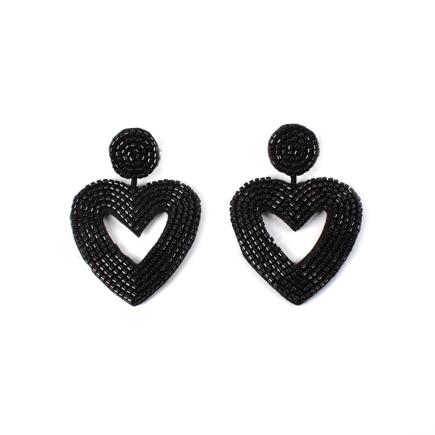 Heart Beaded Earrings, Handmade Earring, Love Heart Shape Earring ...