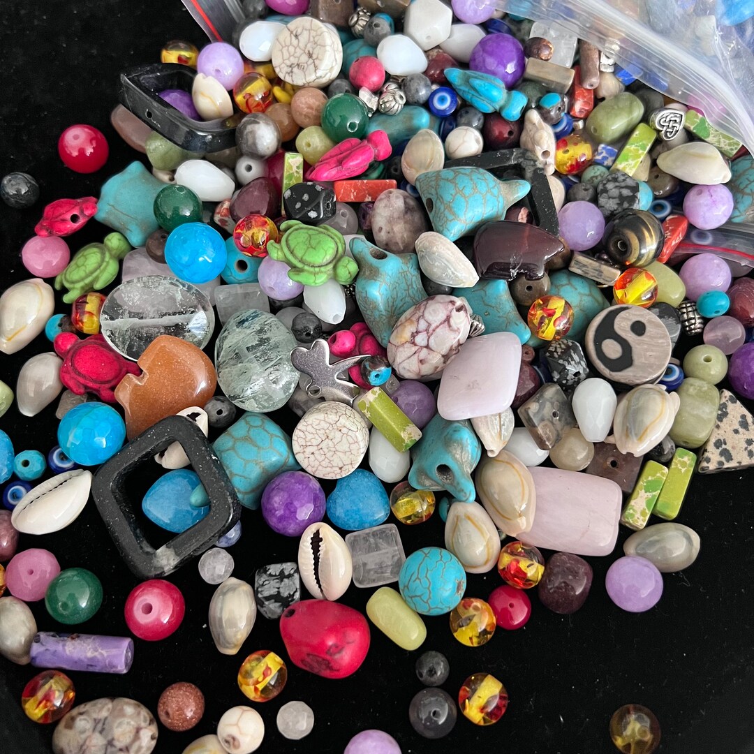 Mixed Assorted Beads Bulk, Random Jewelry Beads and Charms, Gemstone ...