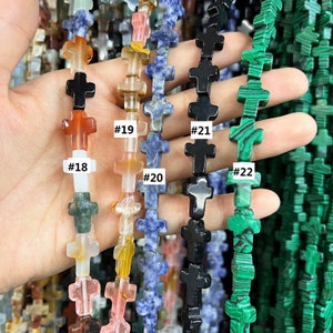 Gemstone Cross Beads, Spacer Beads, DIY Jewelry, 12*16mm Cross Loose ...