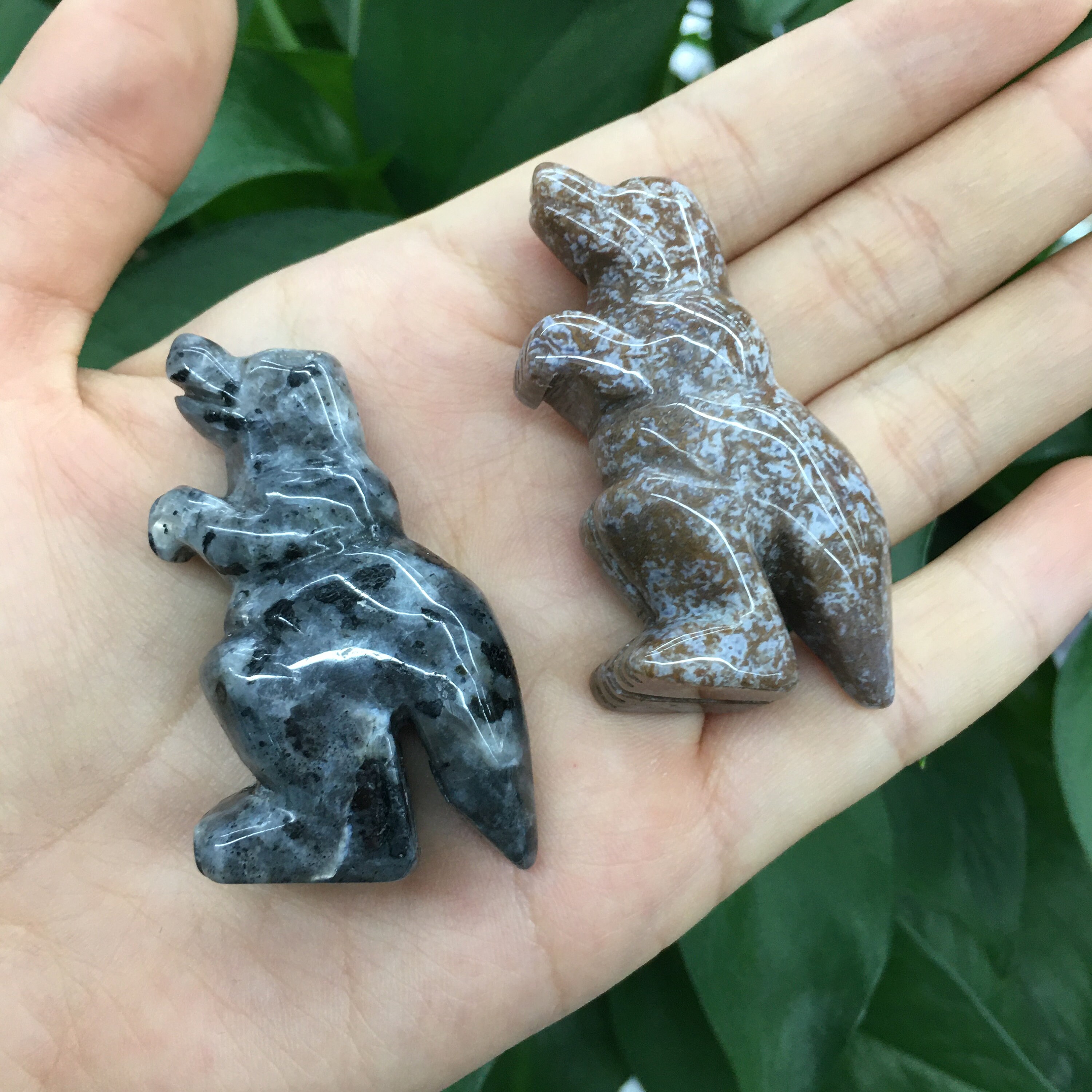 2 Dinosaur Statue Crystal Carved Figurine Small T-rex - Etsy