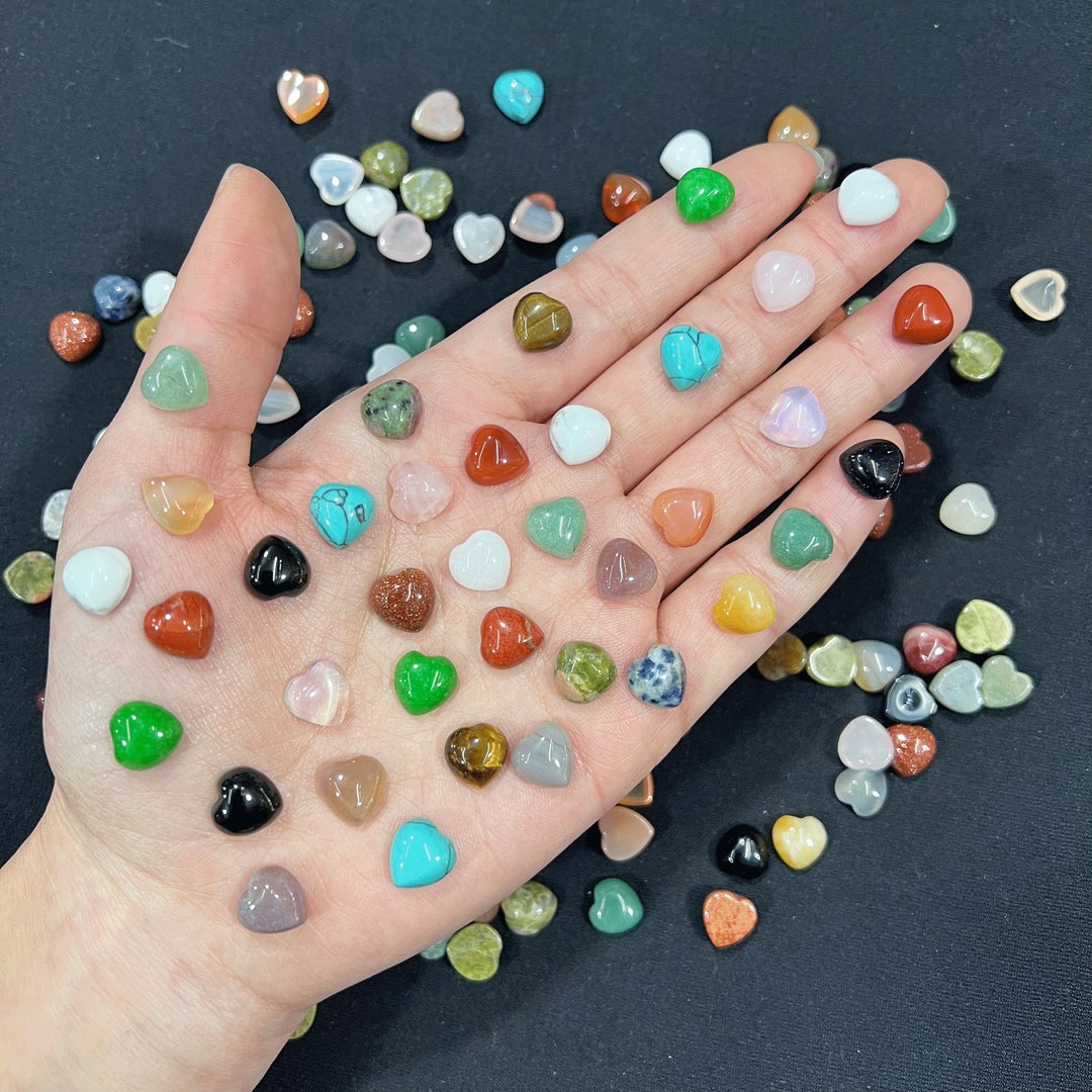 Bulk 10mm Mini Crystal Heart Cabochon, Polished Heart Gemstone Cabochon ...