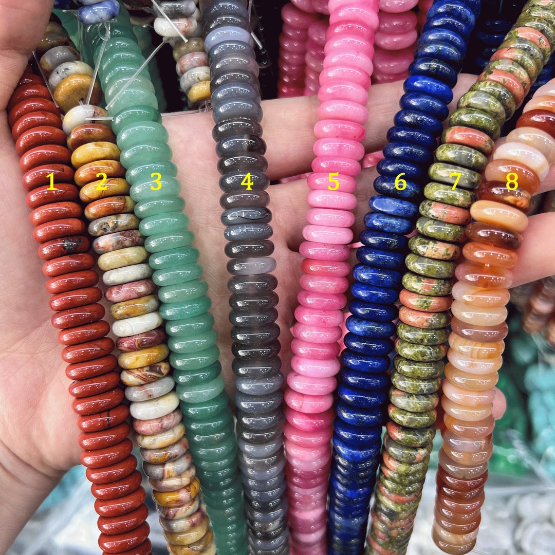 4x12mm Gemstone Disc Rondelle Beads, Stone Flat Rondelle Beads, Spacer ...