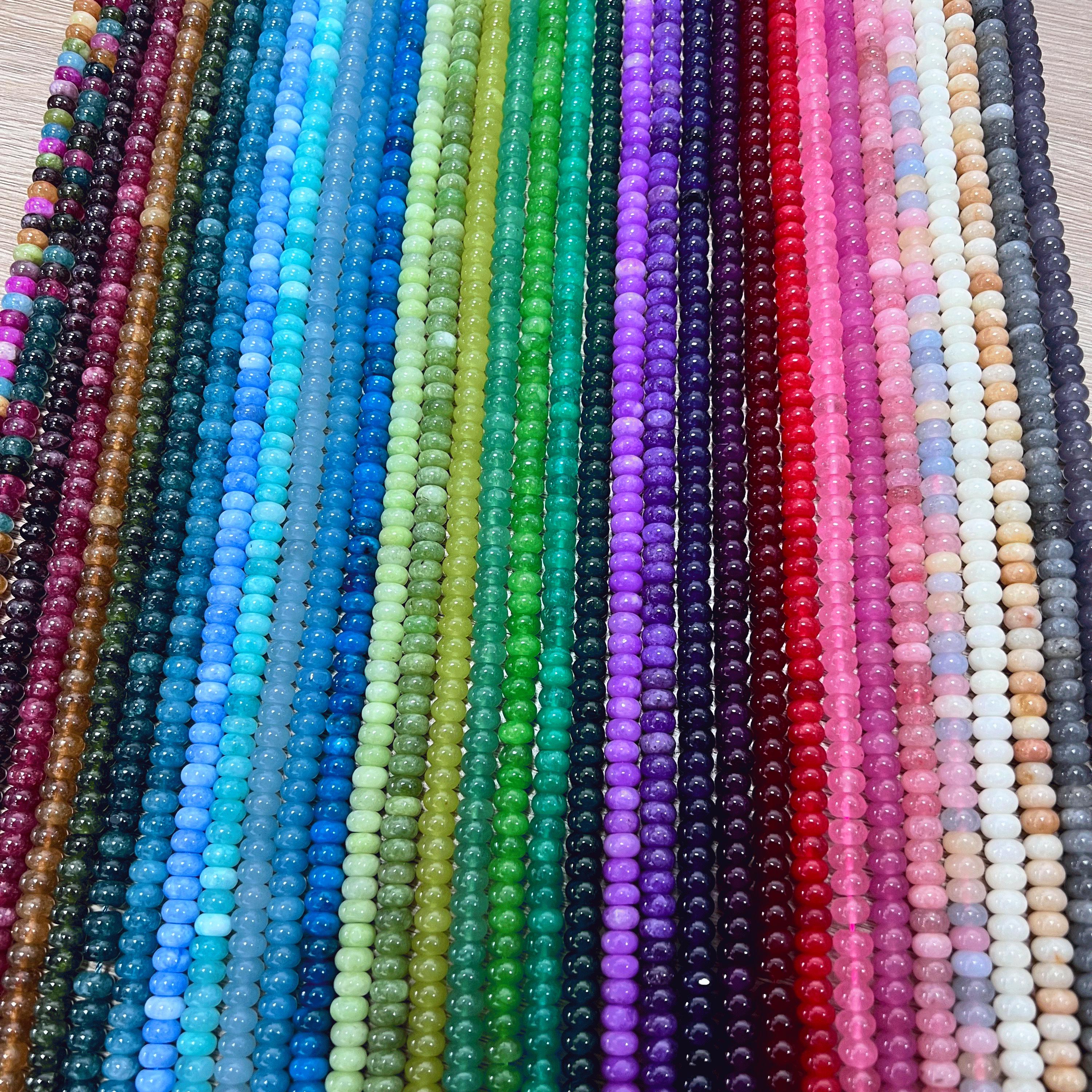 New Colors! 5*8mm Colored Jade Rondelle Beads, Smooth Rondelle Beads ...