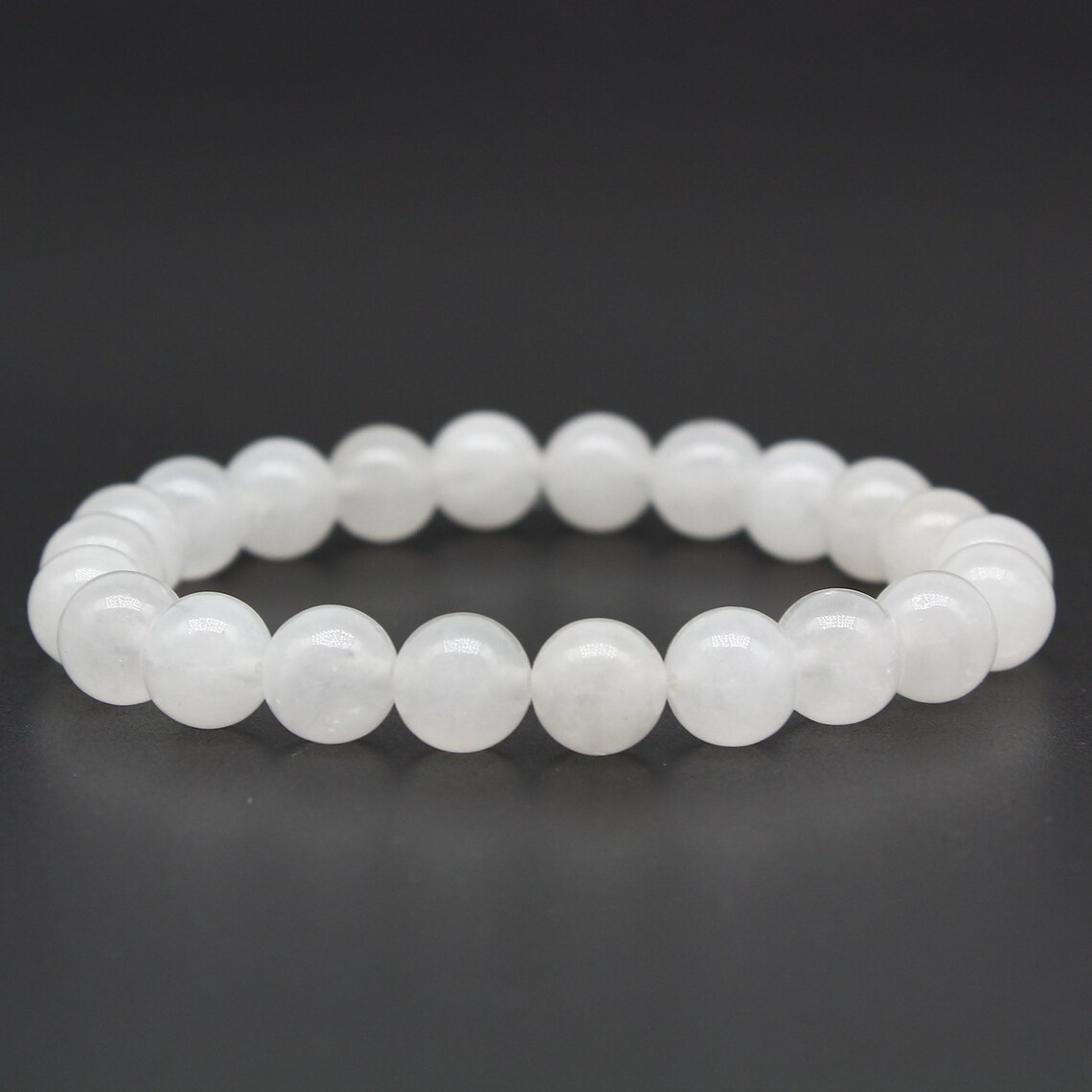 White Quartz Beaded Bracelet for Women, Stretch Bracelet, Handmade ...