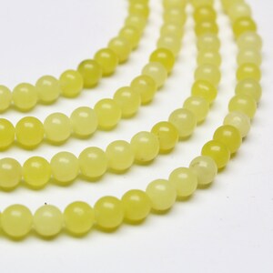 Lemon Jade, Light Yellow Round Gemstone, Smooth Round Beads, 4mm 6mm ...