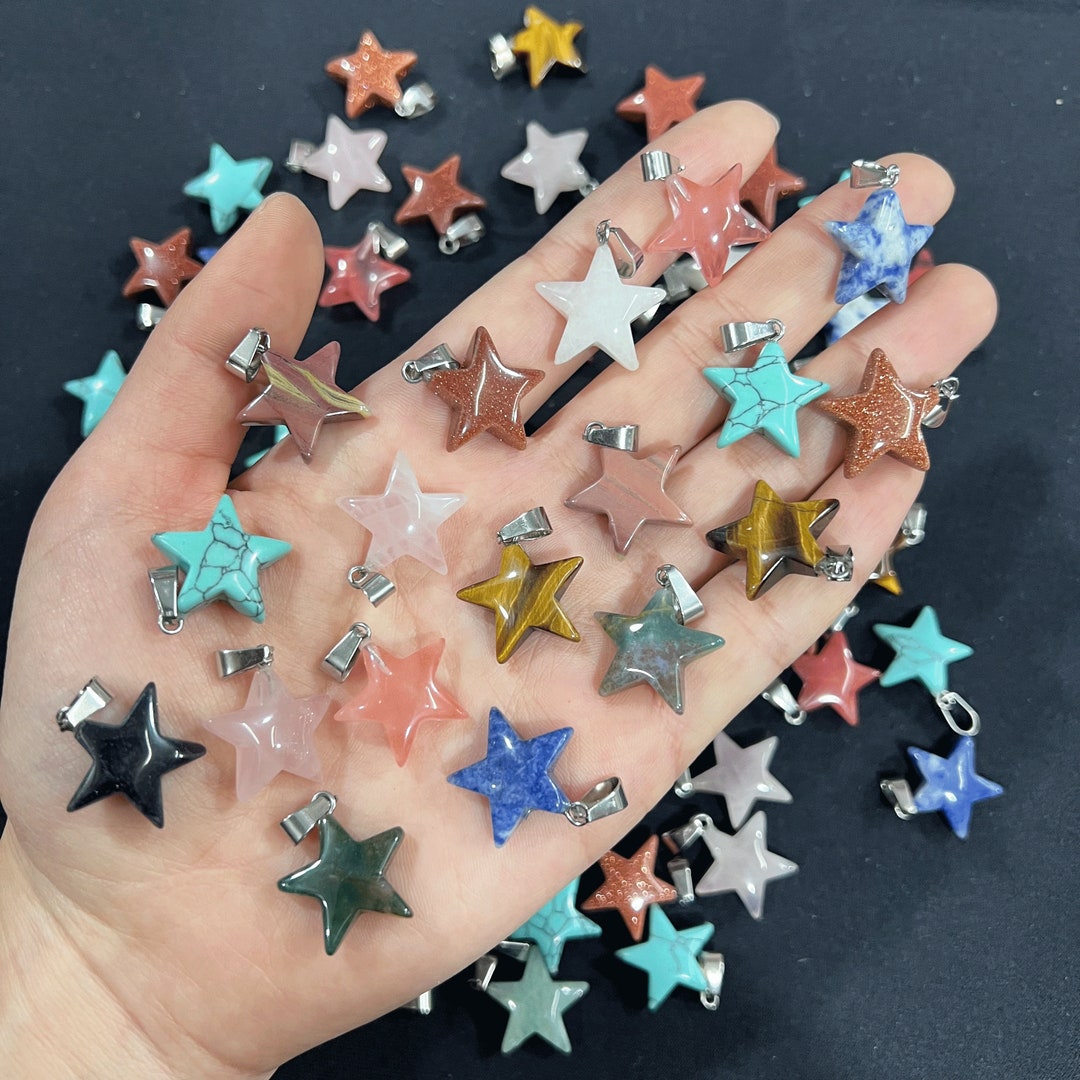 Mixed Stone Star Pendant, Small Crystal Star Pendant, Lucky Gemstone ...