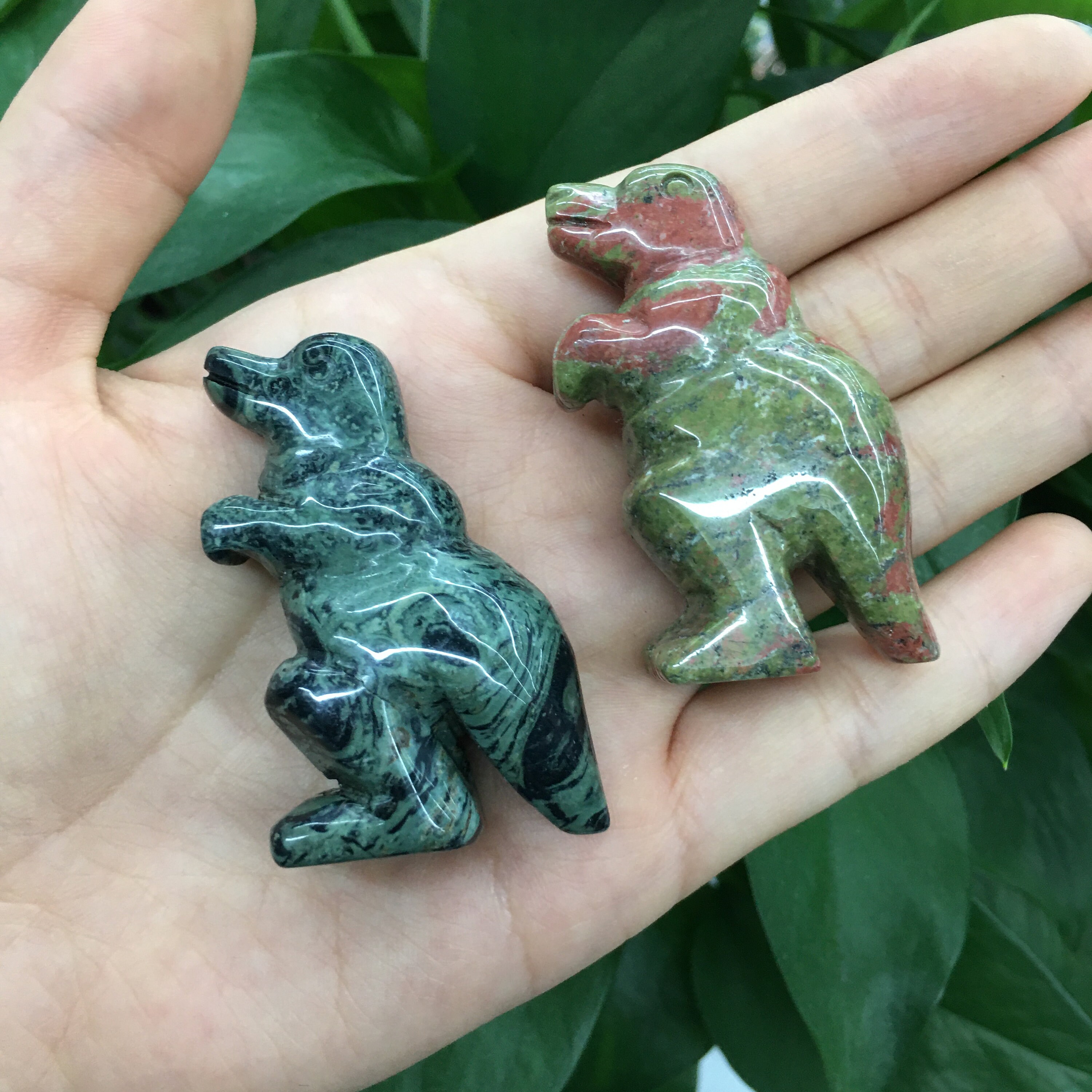 2 Dinosaur Statue Crystal Carved Figurine Small T-rex - Etsy