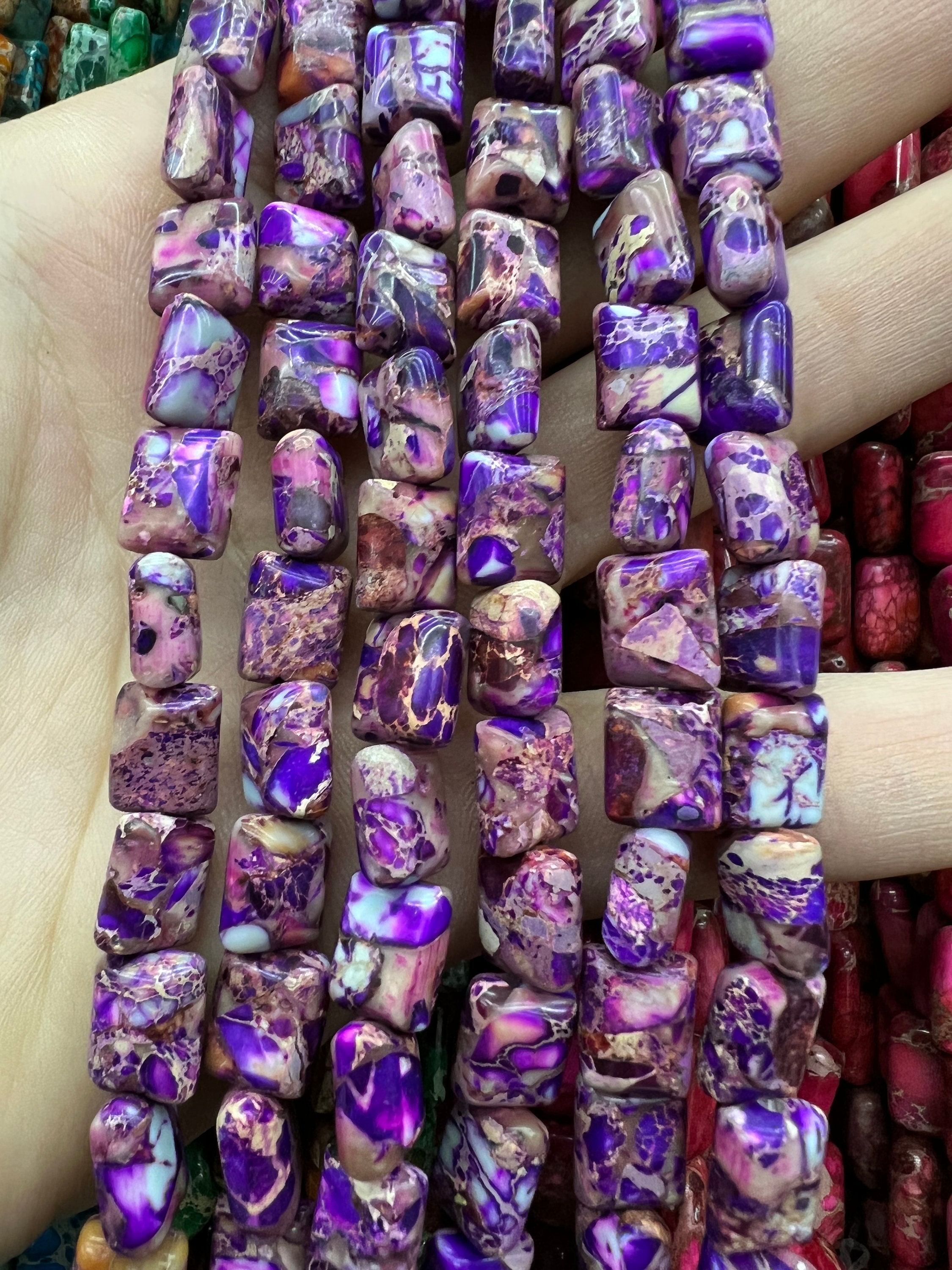 8*10mm Purple Imperial Jasper Gemstone, Purple Flat Rectangle Loose ...