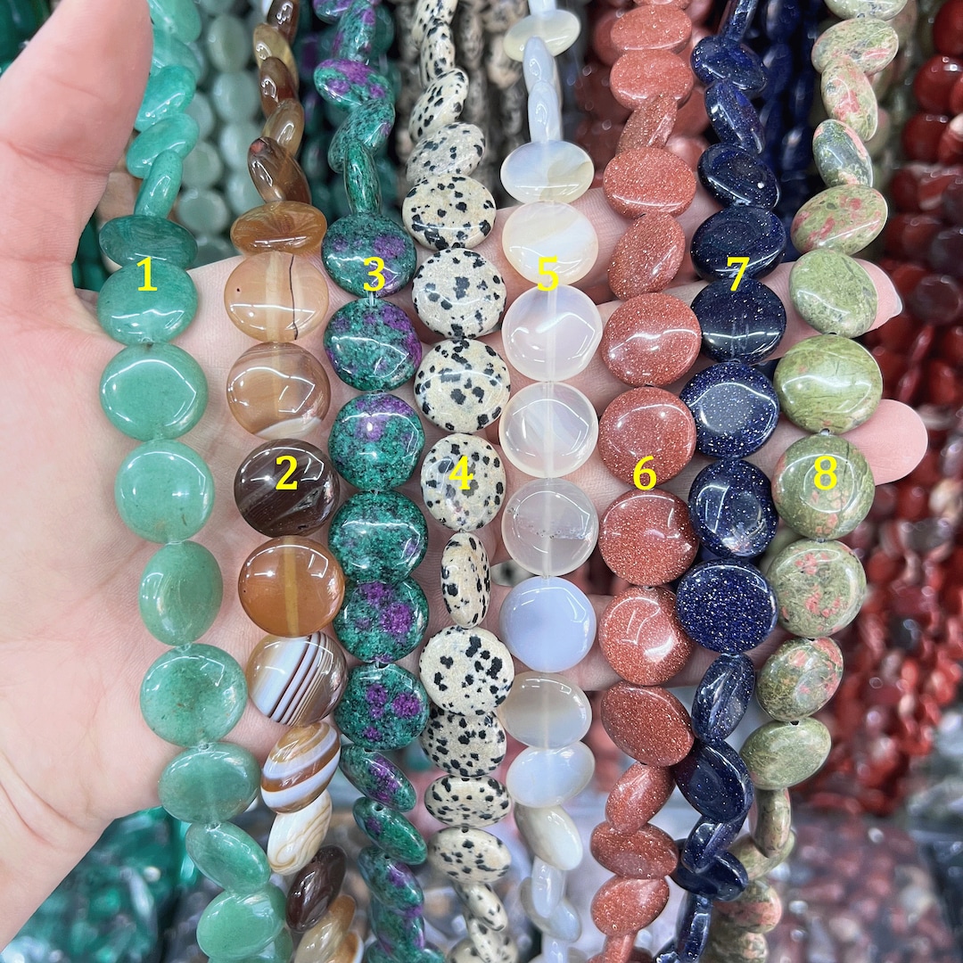 16mm Smooth Flat Round Coin Gemstone Bead for Jewelry Making Wholesale ...