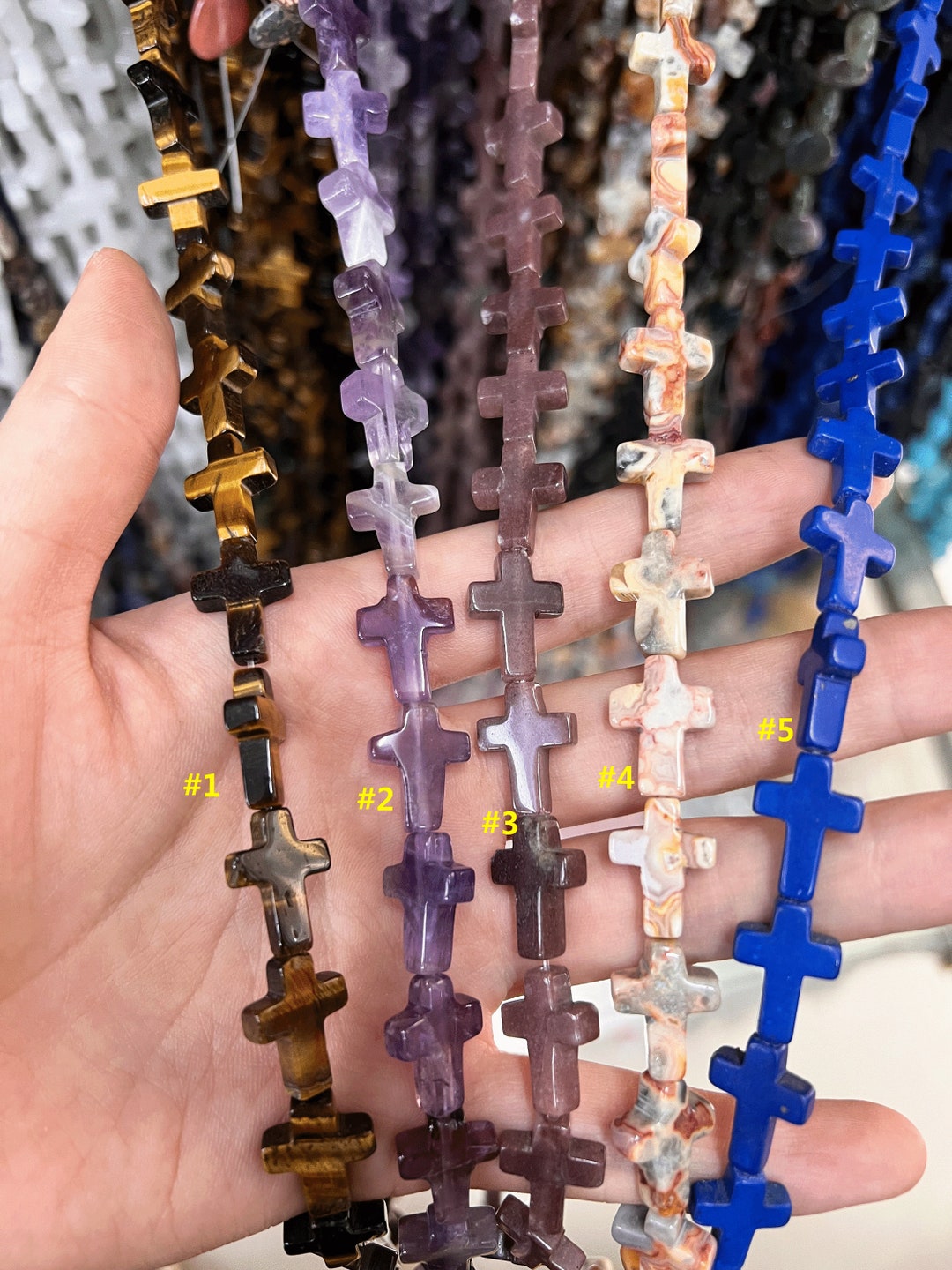 12x16mm Stone Cross Beads, Gemstone Cross Beads, Loose Beads, DIY ...