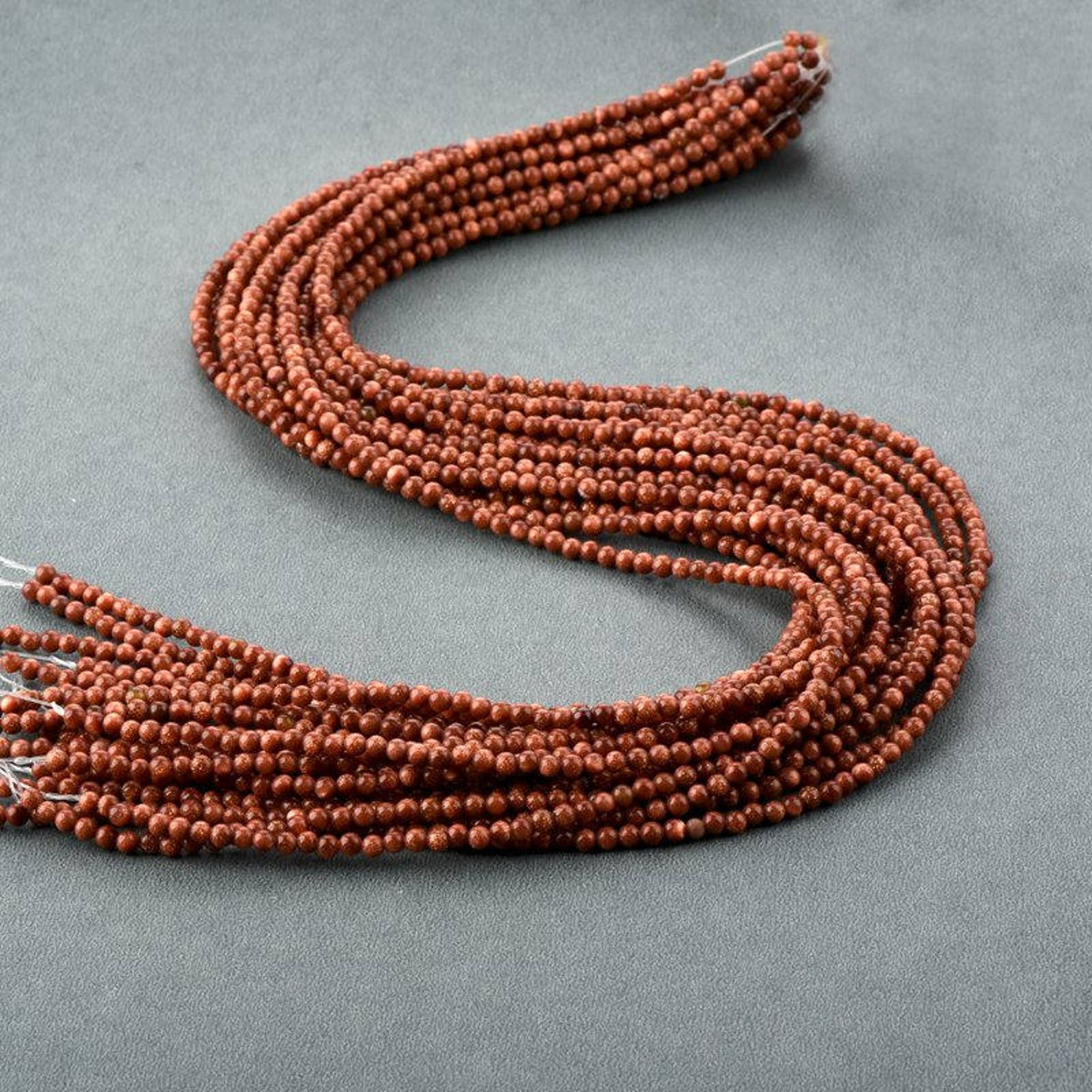 3mm Brown Goldstone Round Beads, Gold Sand Round Stone Loose Beads - Etsy
