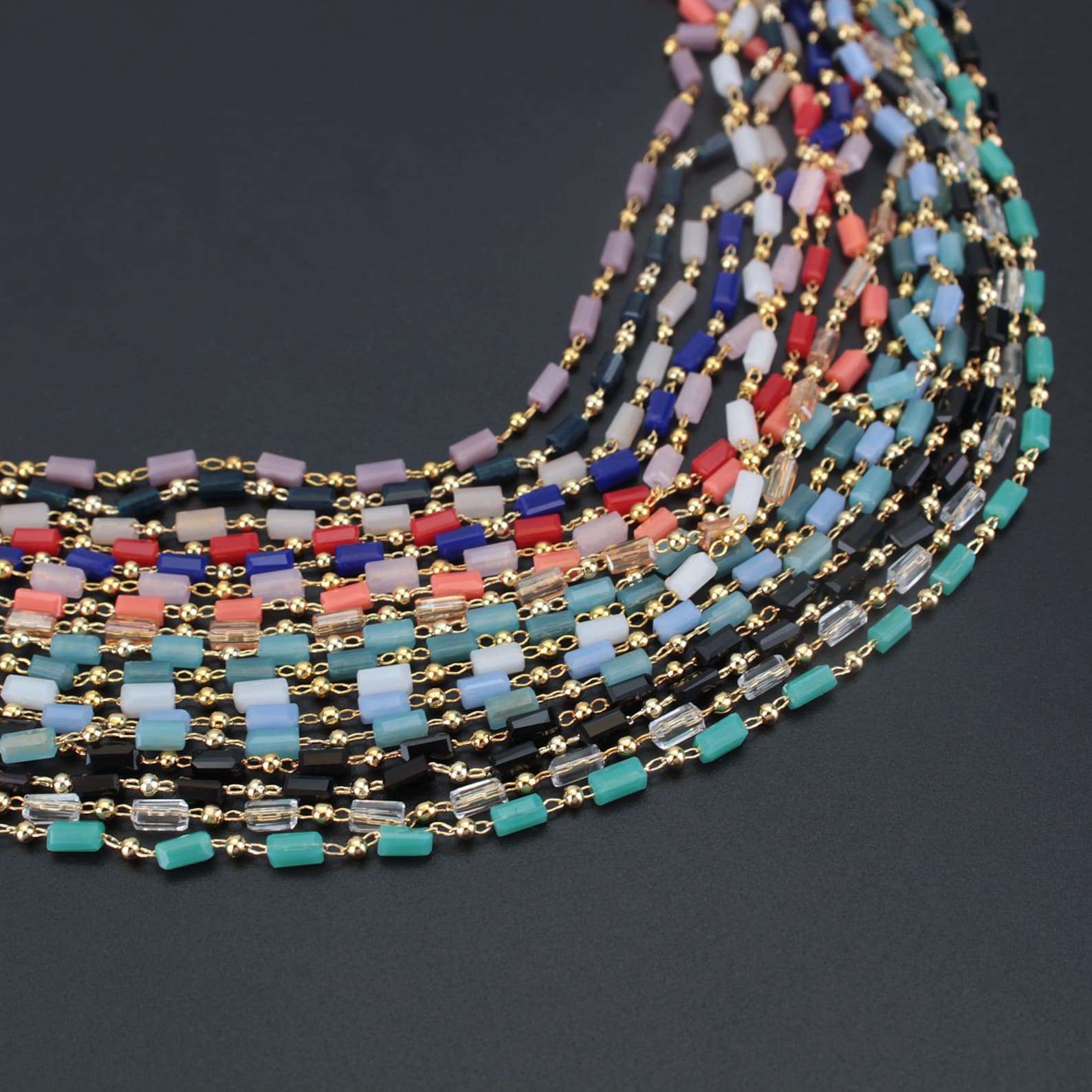 10 Meters Crystal Beaded Chain Multi-color Rosary Gold Tone - Etsy