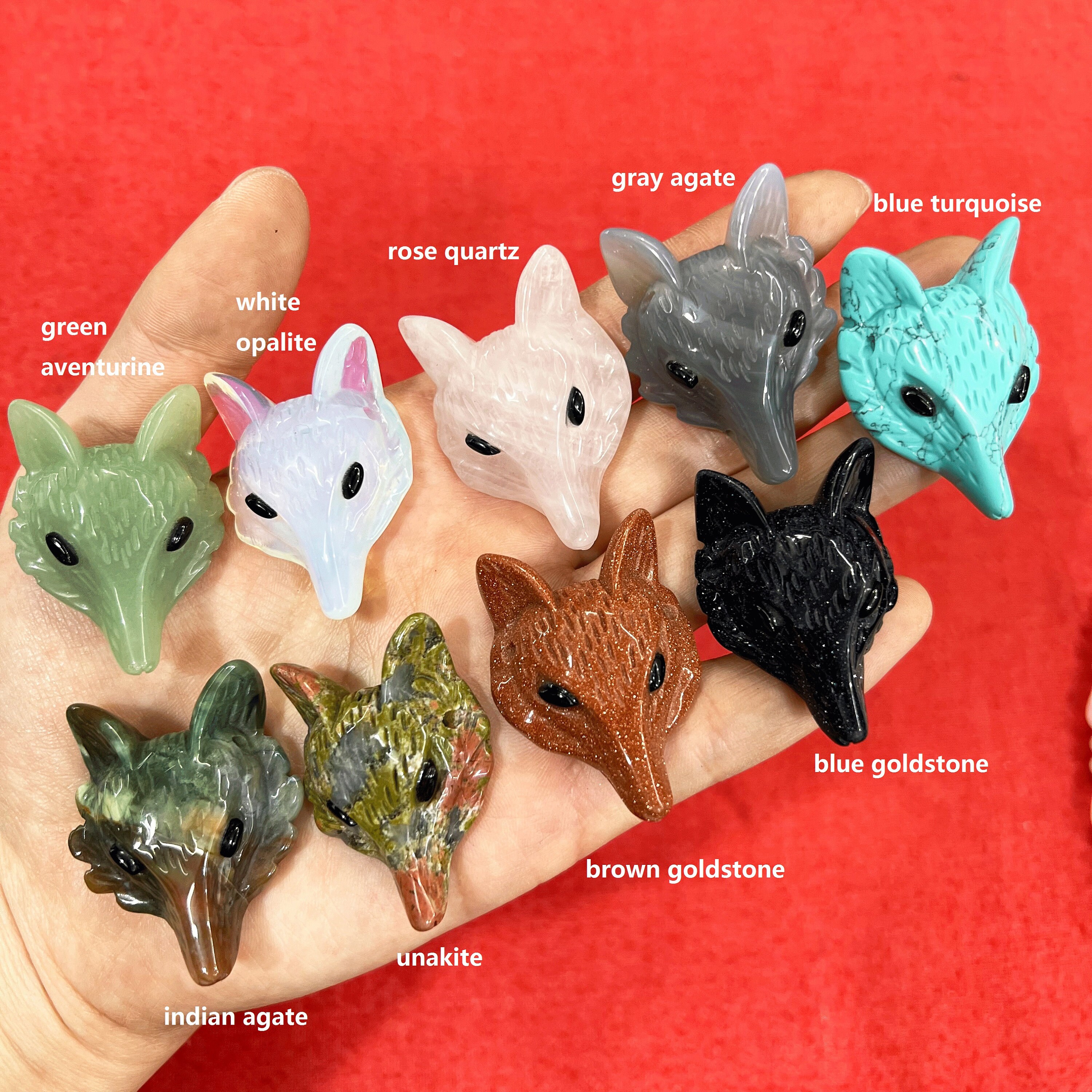 Fox Head Pendant Crystal Fox Head Carving Hand Carved Stone - Etsy