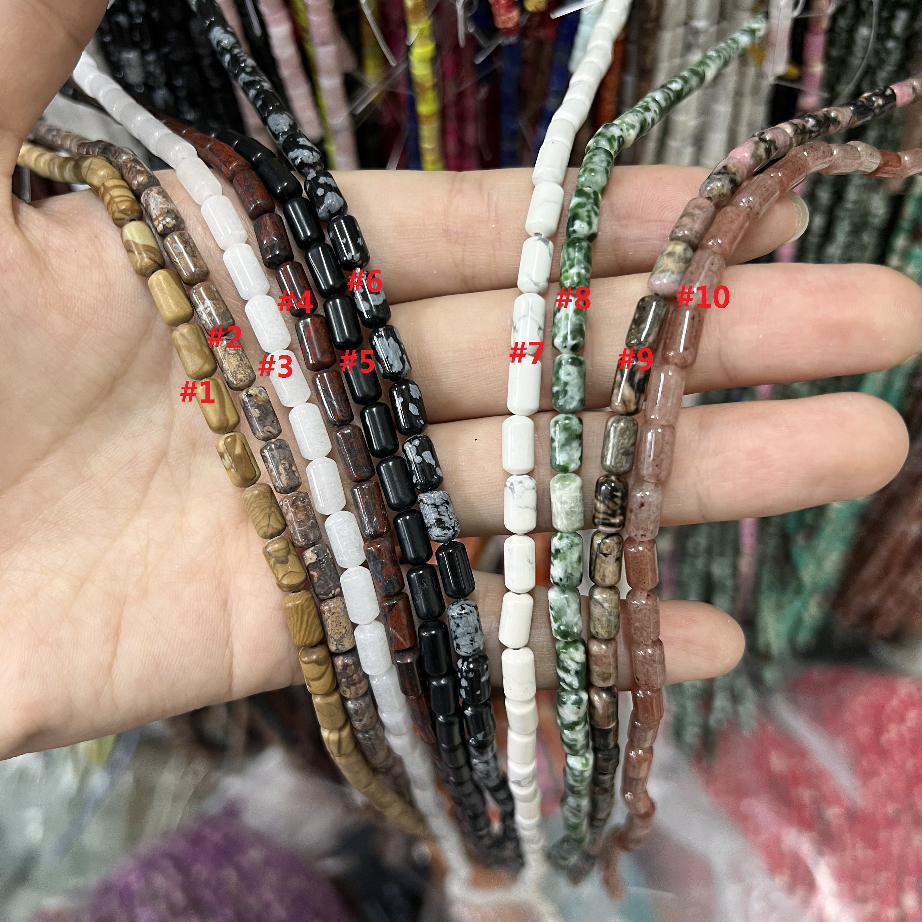 48mm Gemstone Tube Beads Round Tube Beads Full Strand - Etsy