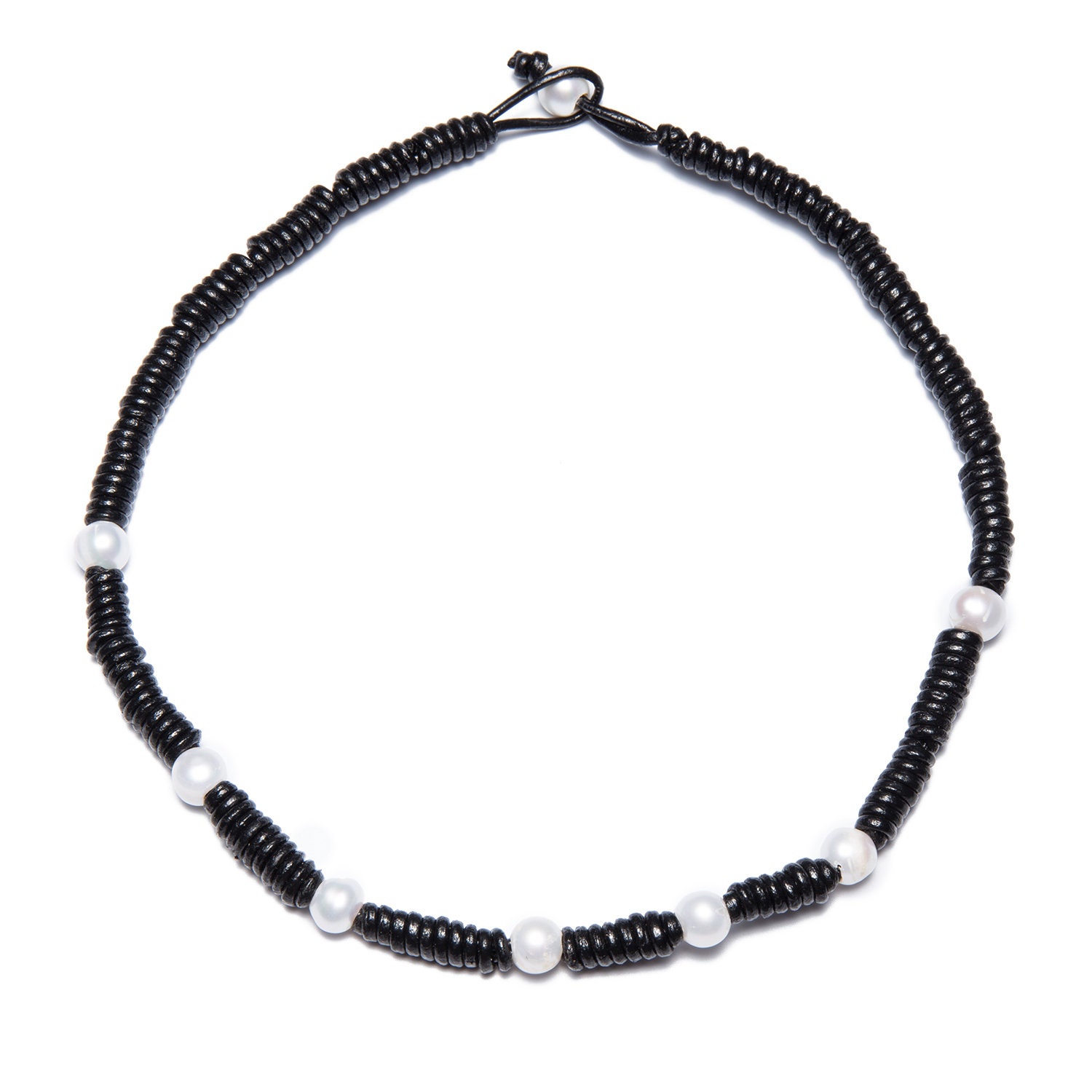 Leather Pearl Choker, Natural Freshwater Pearl Choker Necklace, Healing ...