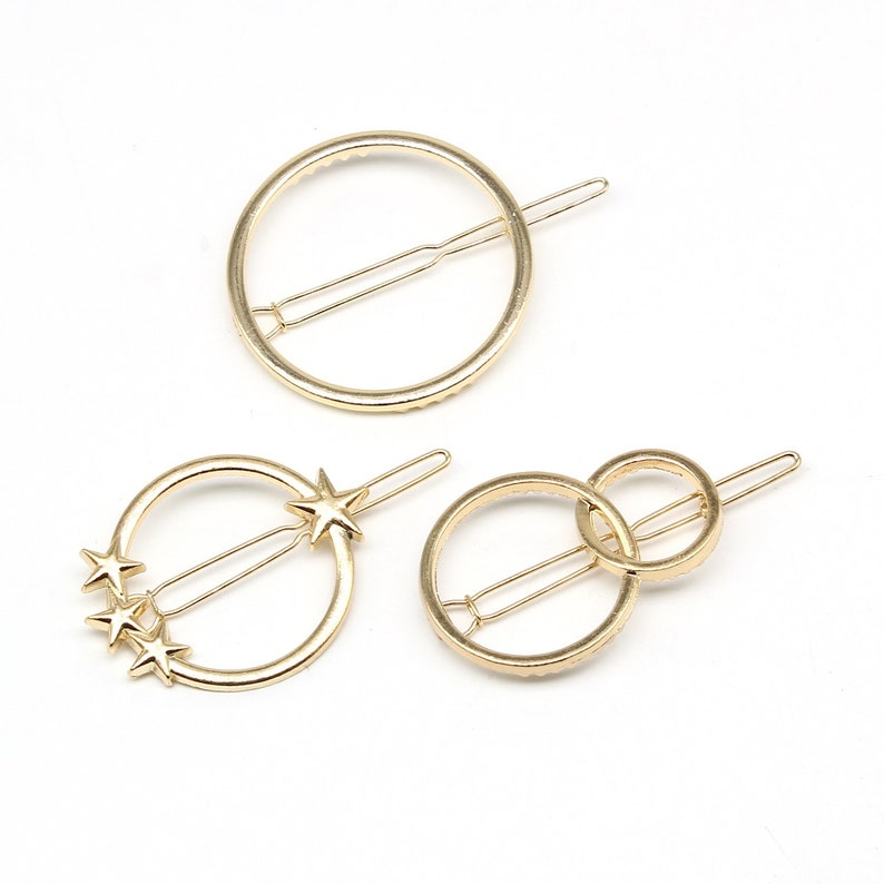 Circle Gold Hair Clip Geometric Metal Barrette Minimalist | Etsy