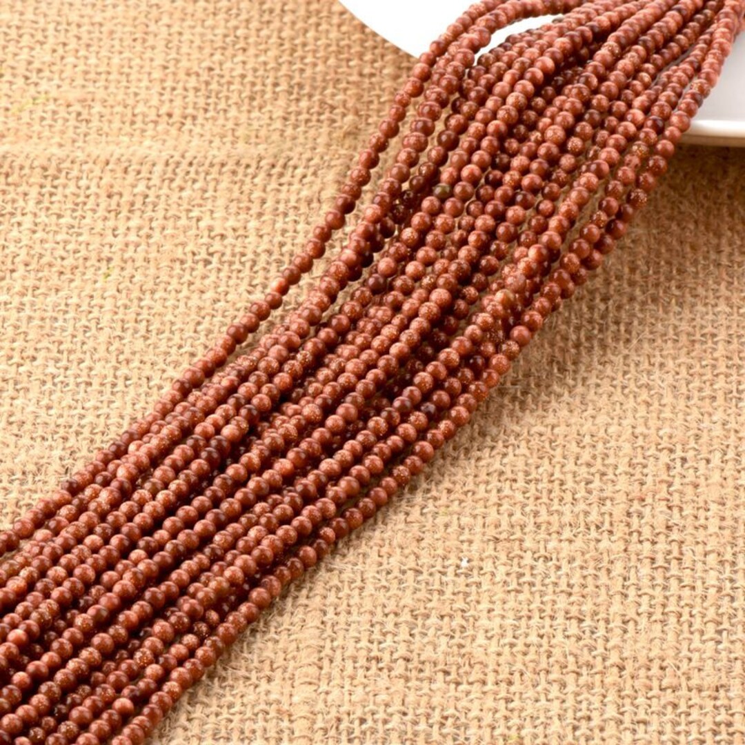 3mm Brown Goldstone Round Beads, Gold Sand Round Stone Loose Beads - Etsy