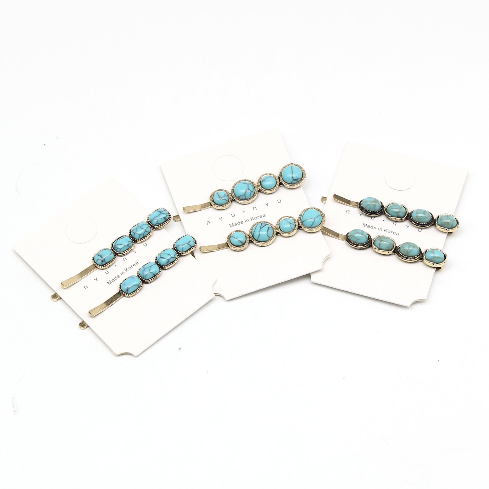 Turquoise Hair Pin Set Western Hair Clip Vintage Gold - Etsy