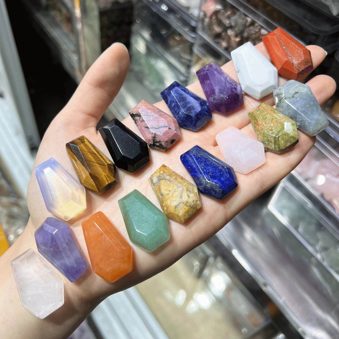 5pcs/lot Mini Crystal Coffin Carving, Mystery Crystal, Assorted ...