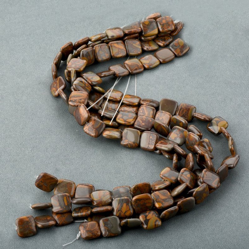 14mm Bamboo Leaf Jasper flat square beads 15 strand | Etsy