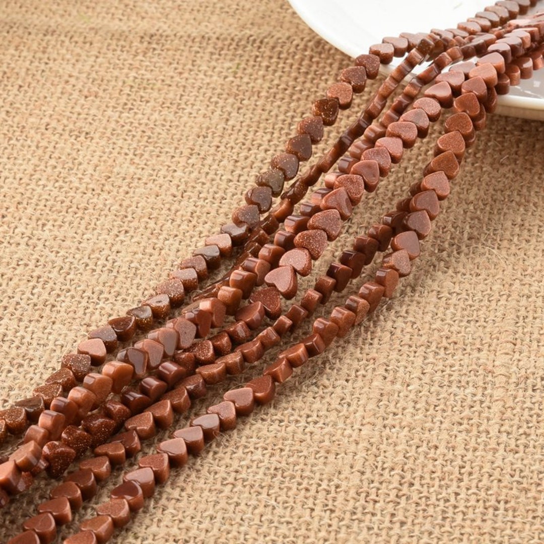 Brown Goldstone Heart Shaped Beads, Sandstone Love Heart 6mm Loose ...