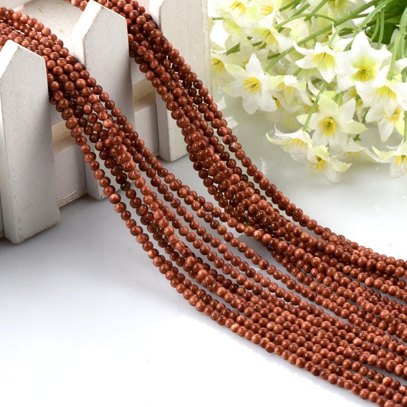 3mm Brown Goldstone Round Beads, Gold Sand Round Stone Loose Beads - Etsy