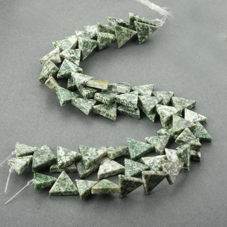 One Strand Green Spotted Stone Triangle Beads 20mm - Etsy