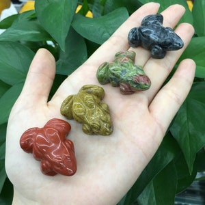 1.5 Crystal Frog Statue, Hand Carved Gemstone Figurine, Home Decoration ...