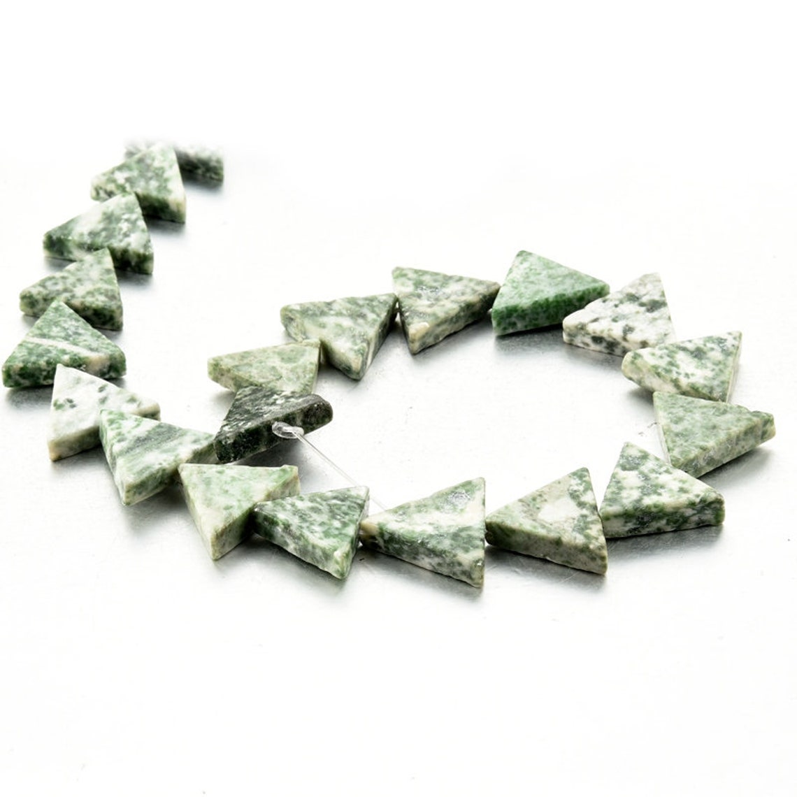 One Strand Green Spotted Stone Triangle Beads 20mm - Etsy