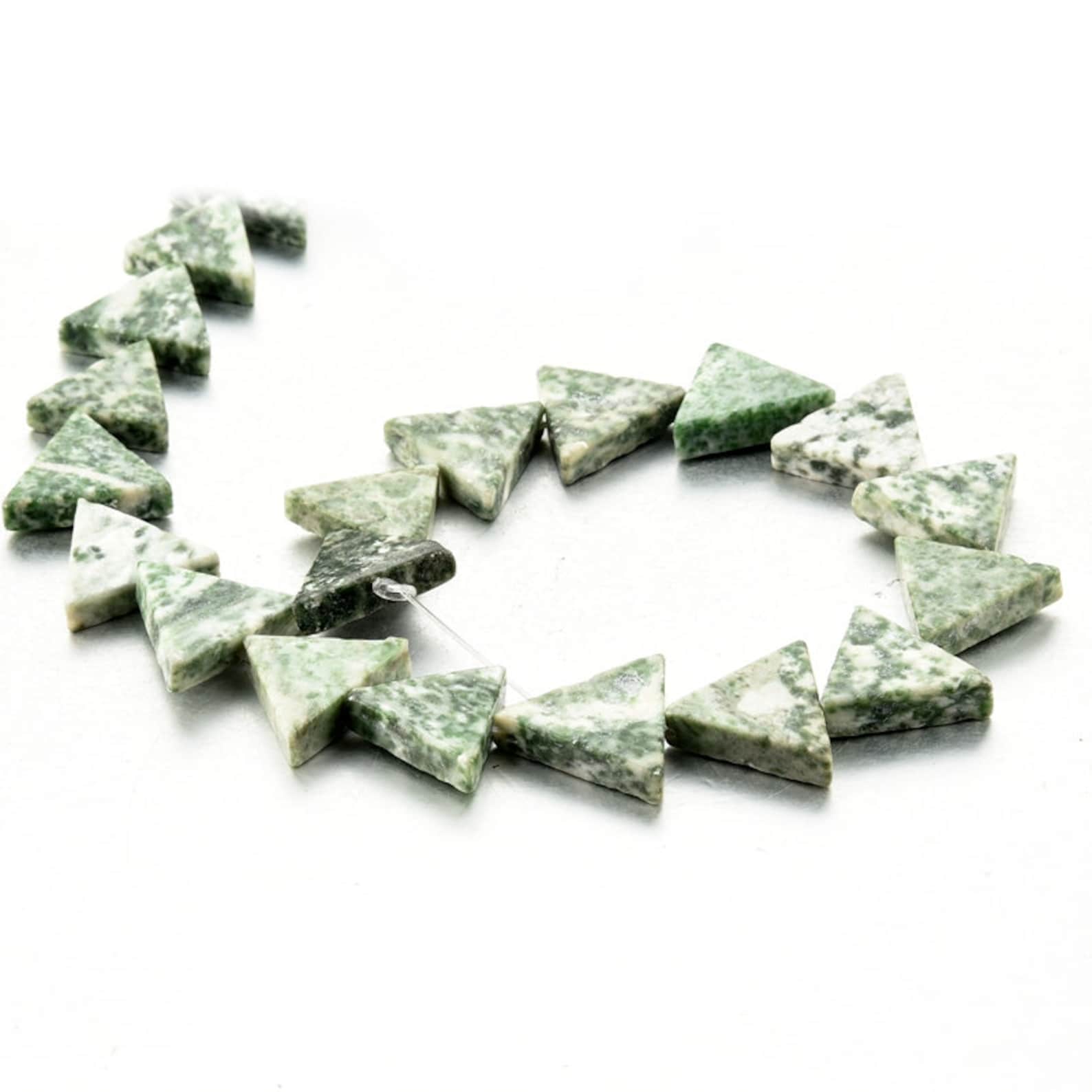 One Strand Green Spotted Stone Triangle Beads 20mm - Etsy