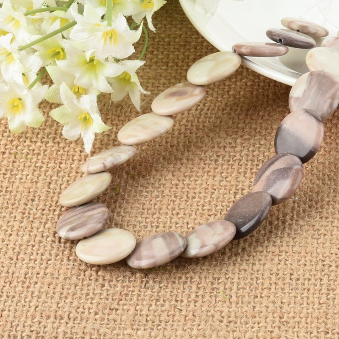 Brown Jasper Round Flat Overlapping Beads 18mm for DIY Jewelry Making ...