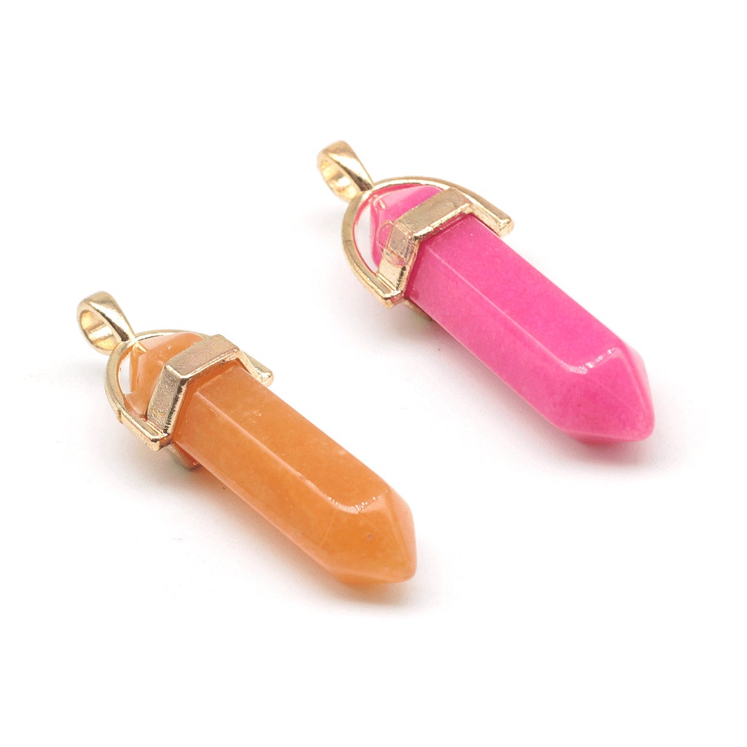 Quartz Pendulum Pendant Spike Pillar Point Charm Gold Plated - Etsy