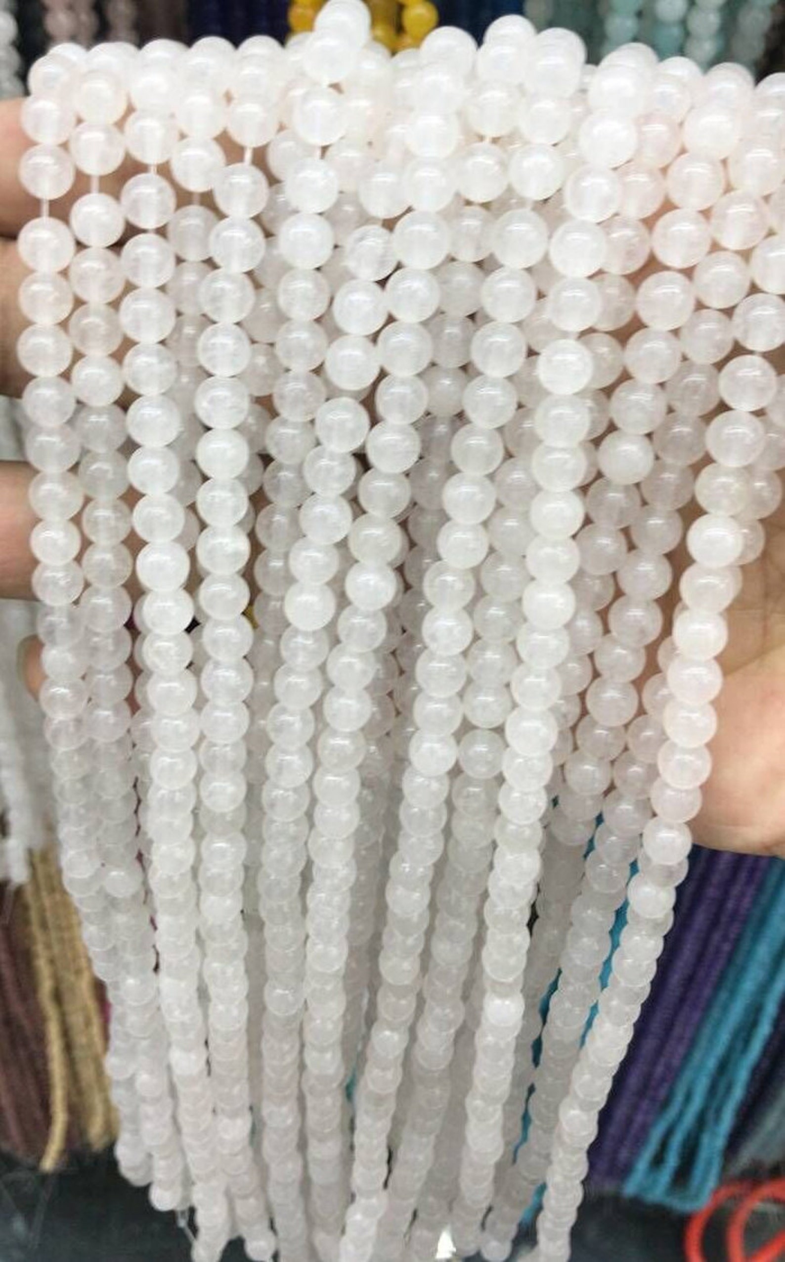 One Strand 6mm Quartz White Round Gemstone Beads Snow Quartz - Etsy