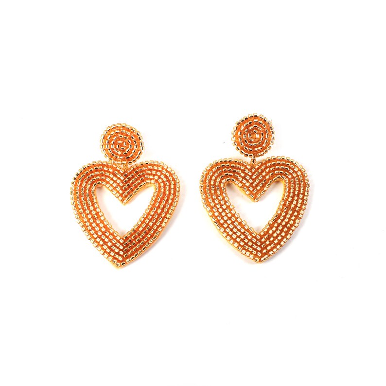 Heart Beaded Earrings, Handmade Earring, Love Heart Shape Earring ...
