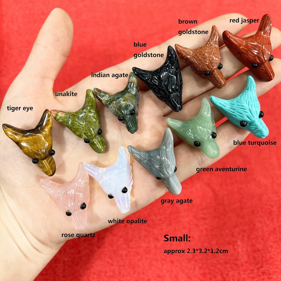 Wolf Head Bead Pendant, Crystal Wolf Carving, Hand Carved Stone Wolf ...