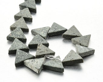 One Strand Green Spotted Stone Triangle Beads 20mm | Etsy