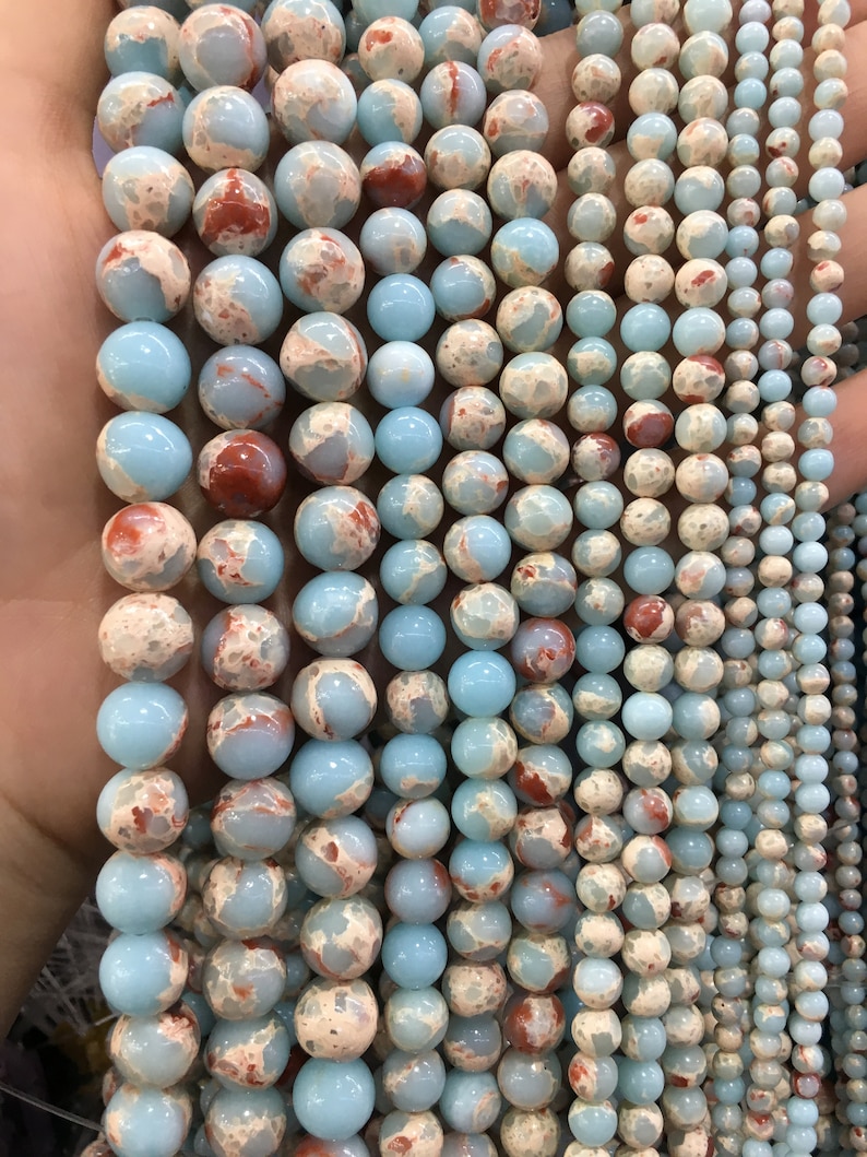 Shoushan Stone Smooth Round Beads Ocean Blue Jasper Loose | Etsy