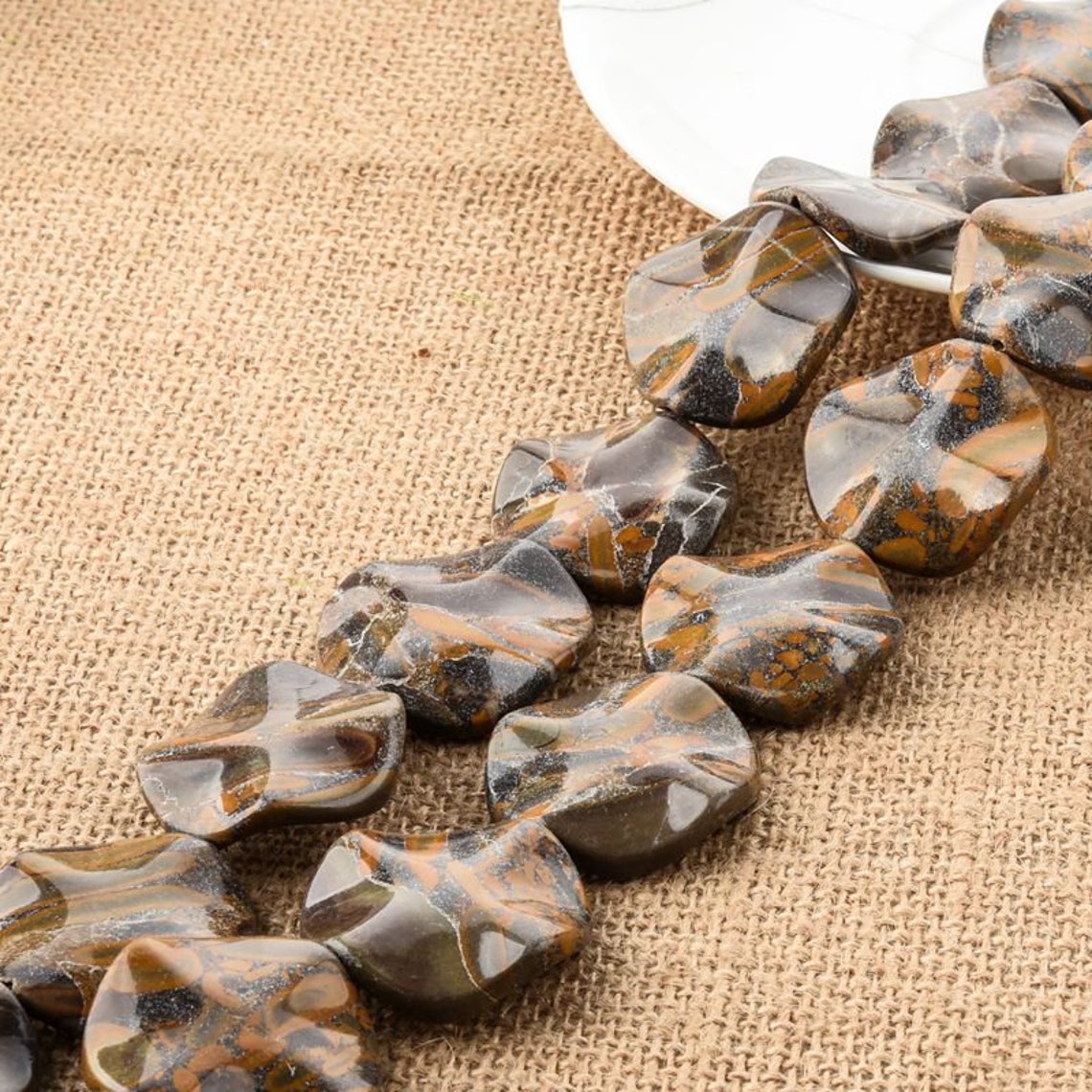 Bamboo Leaf Agate Yellow Wavy Round Gemstone Beads 30mm Wholesale - Etsy