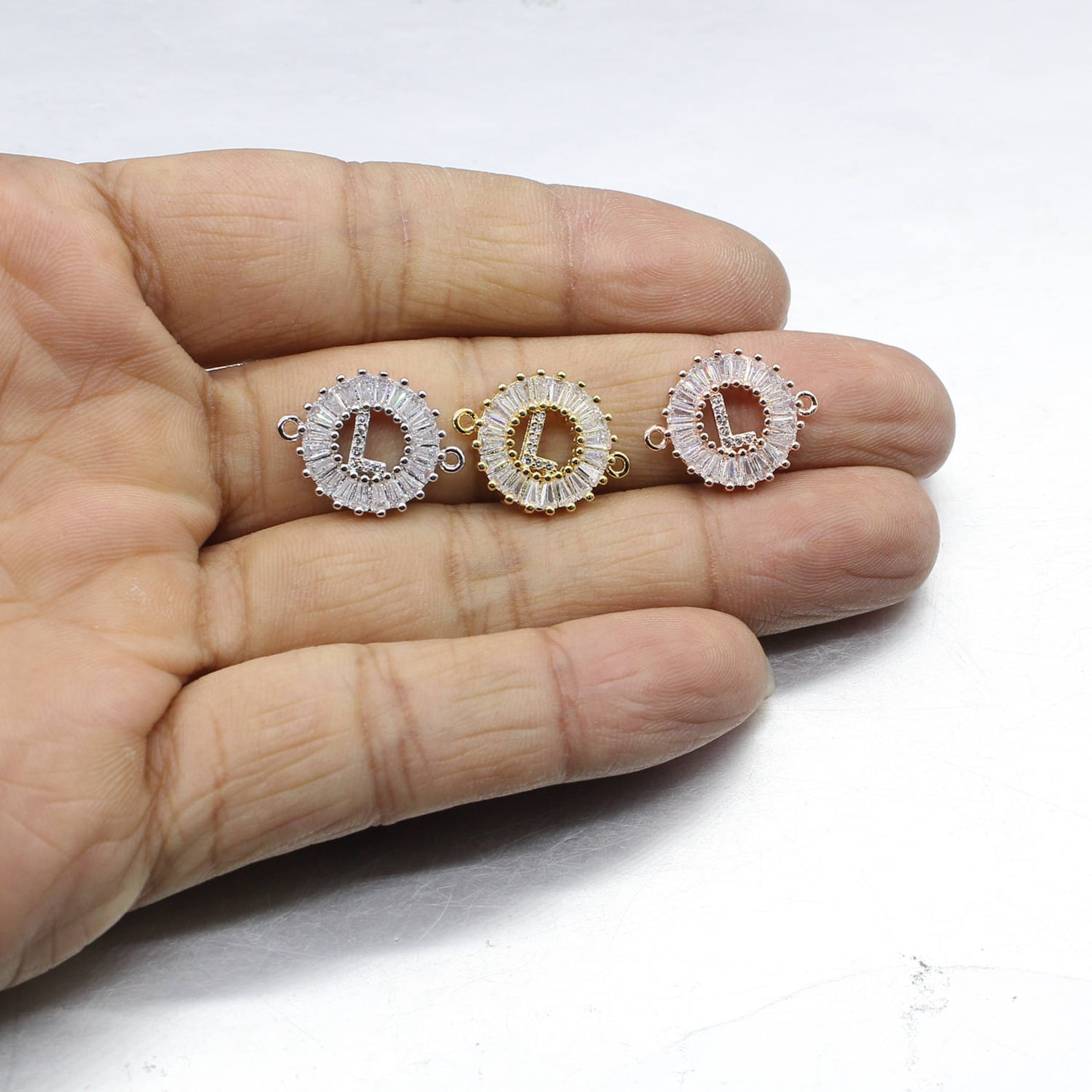 Alphabet Letter L Pave CZ Crystal Alphabet Letter Round | Etsy